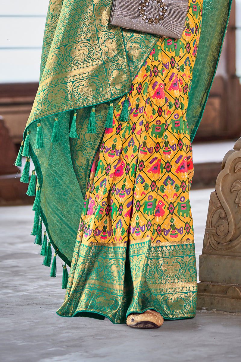 Yellow Pure Patola Silk Saree – SHANGRILA DESIGNER